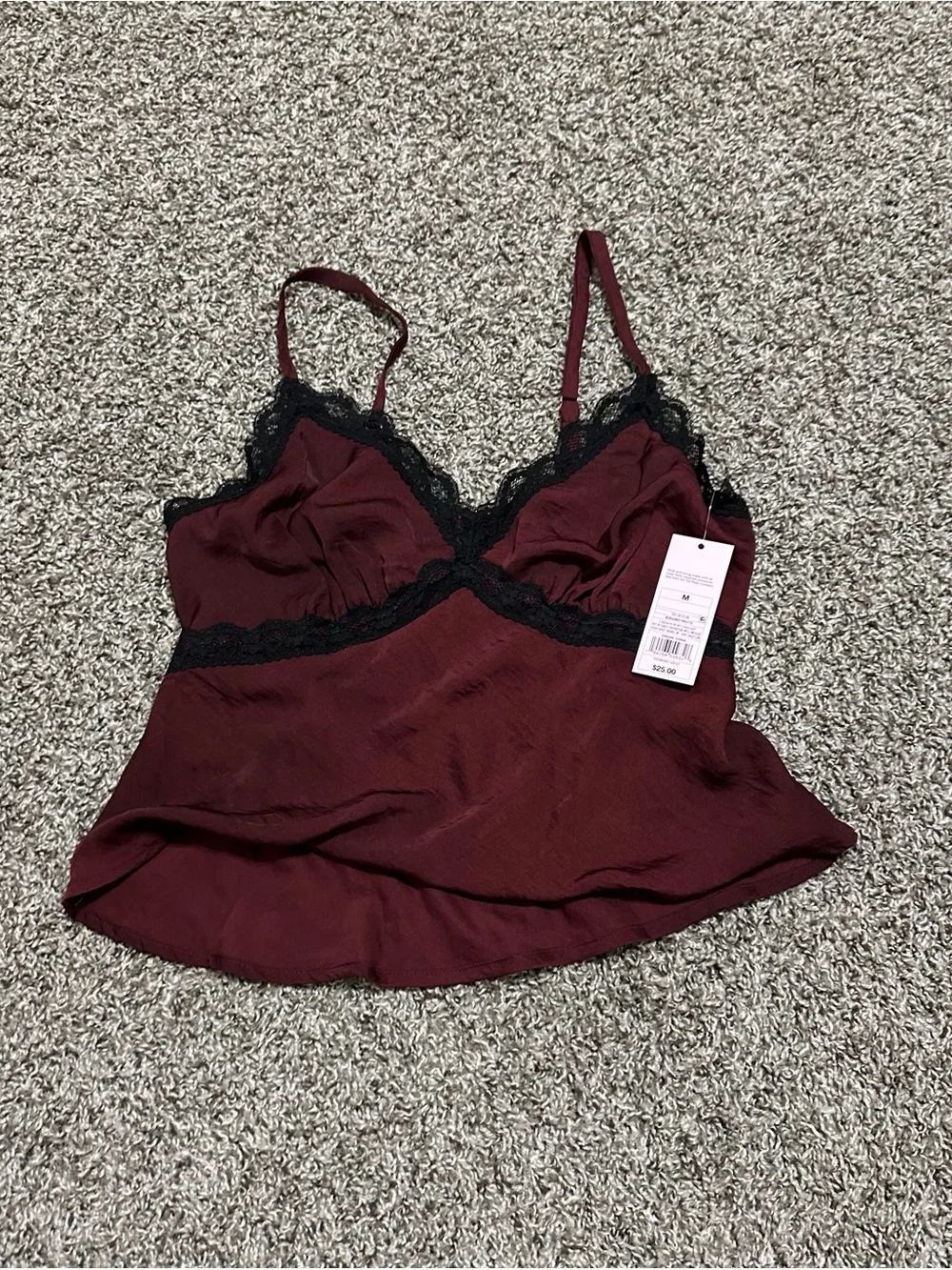 Target | Tops | Target Burgundy Lace Trim Cami Top | Poshmark